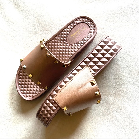 Glaze | Shoes | Pyramid Studded Slide By Glaze Rose Gold | Poshmark